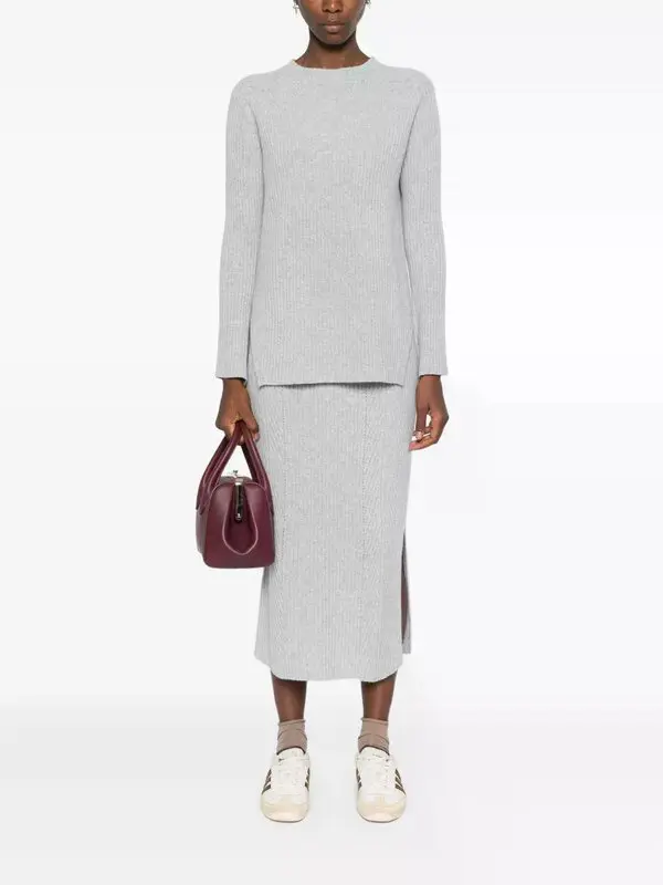 TWINSET Lurex Ribbed-knit Midi Skirt