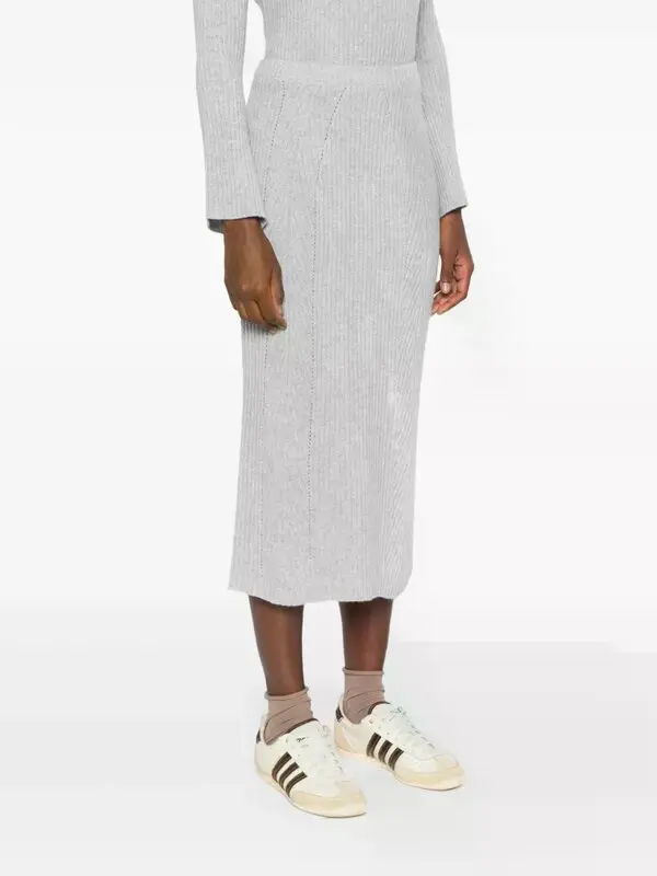 TWINSET Lurex Ribbed-knit Midi Skirt