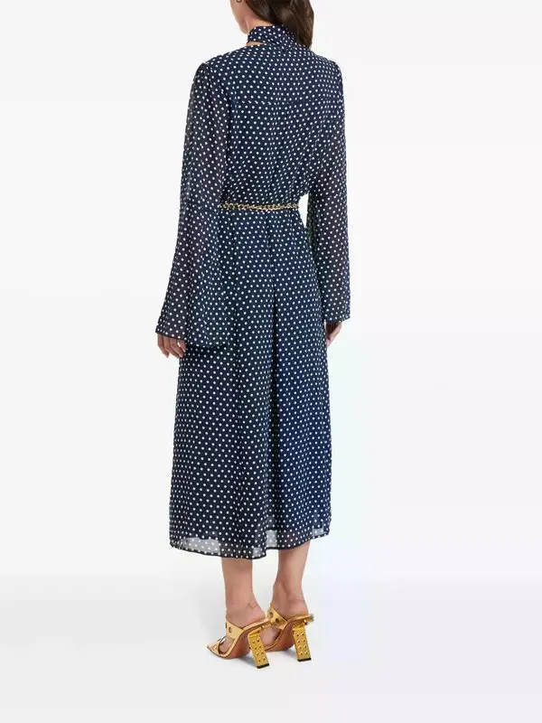 Michael Kors Polka-dot Belted Midi Dress