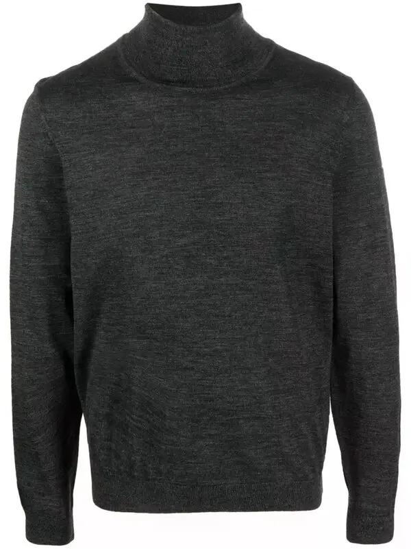 BOSS Roll-neck Virgin Wool Jumper - Grey