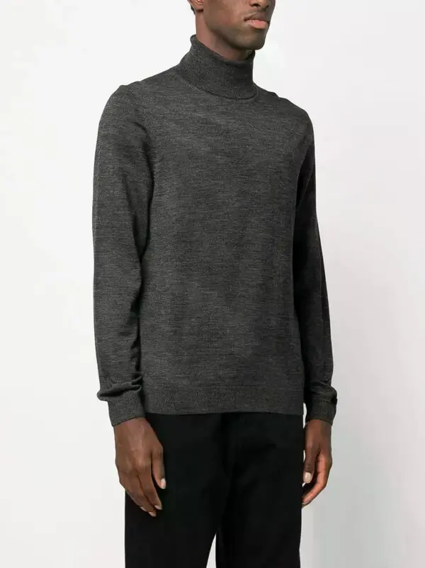 BOSS Roll-neck Virgin Wool Jumper - Grey