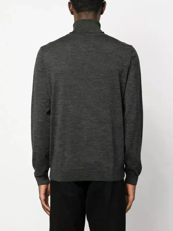 BOSS Roll-neck Virgin Wool Jumper - Grey