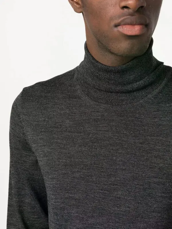 BOSS Roll-neck Virgin Wool Jumper - Grey