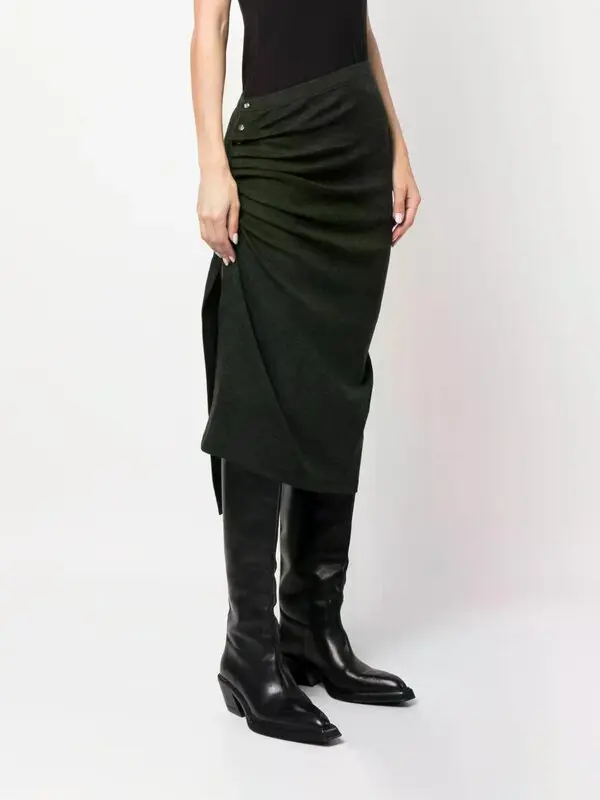 Rabanne Asymmetric Gathered Midi Skirt