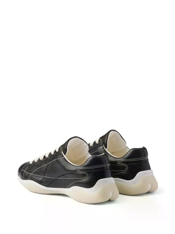 Prada Lace-up Leather Sneakers - Black