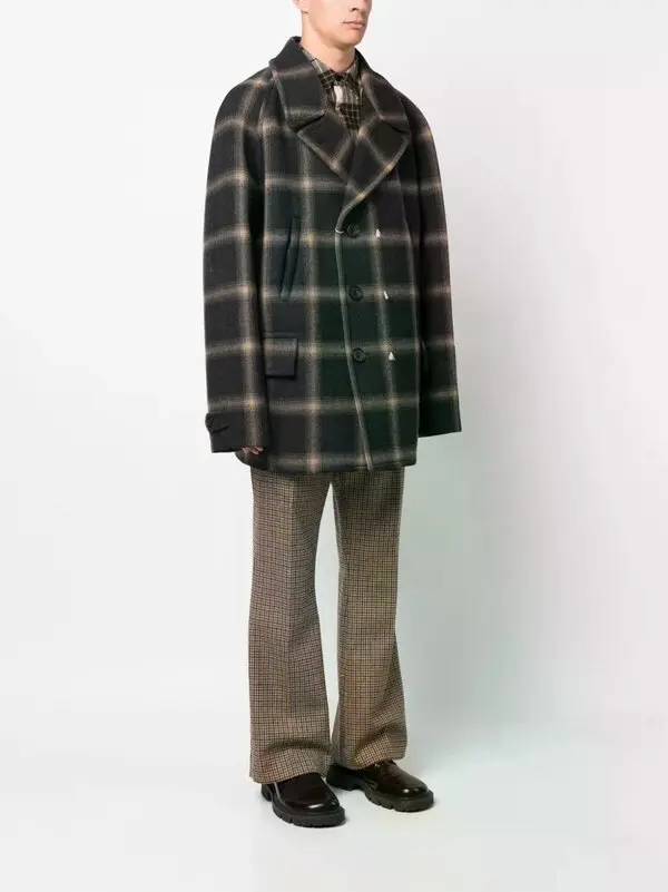 MAISON MARGIELA X Pendleton Checked Wool Pea Coat