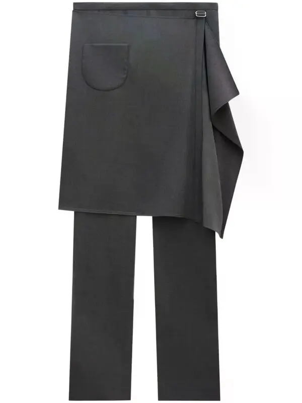 COURREGES Tailored Wool-blend Overskirt Trousers - Grey