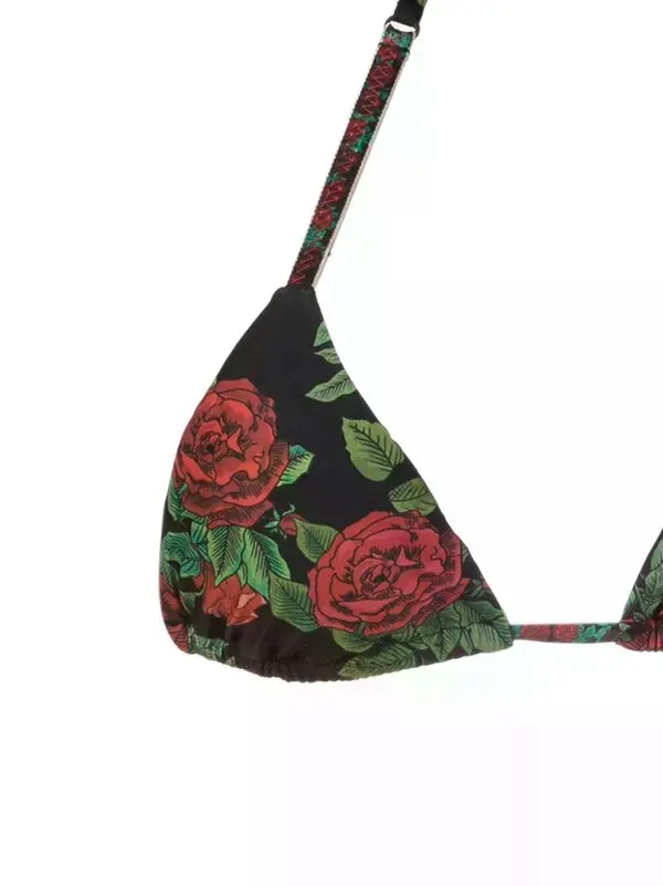 AMIR SLAMA Rose-print Triangle Bikini