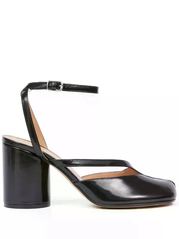 MAISON MARGIELA Tabi Leather Pumps With Ankle Strap - Black