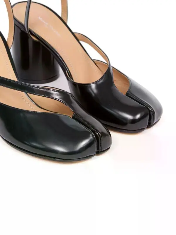 MAISON MARGIELA Tabi Leather Pumps With Ankle Strap - Black