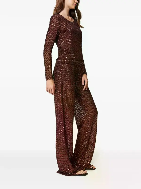 TWINSET Sequinned Wide-leg Trousers
