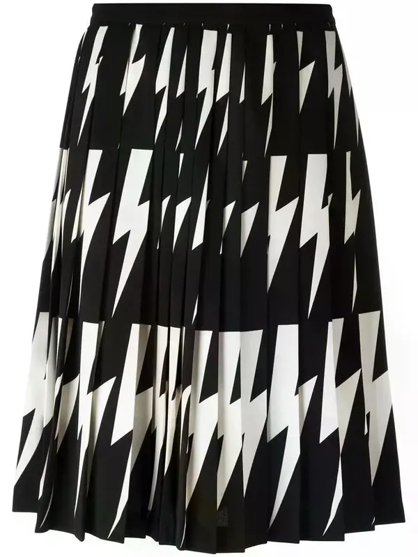 Neil Barrett Lightning Bolt Pleated Skirt - Black