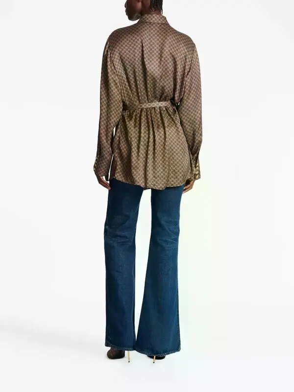 Balmain Mini Monogram-print Silk Shirt