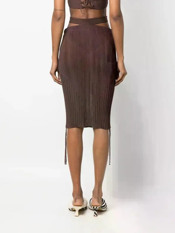 ANDREĀDAMO Ribbed-knit Pencil Skirt - Brown