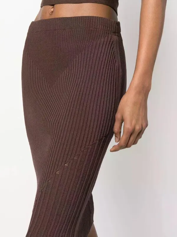 ANDREĀDAMO Ribbed-knit Pencil Skirt - Brown