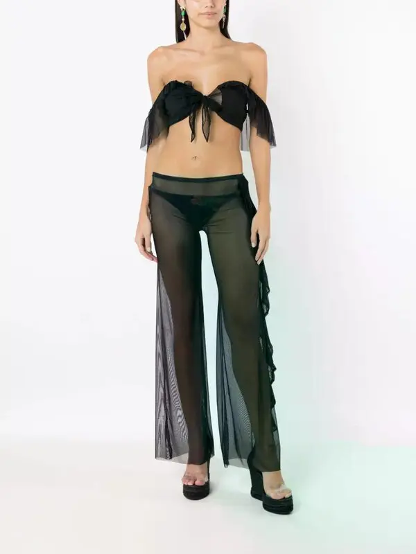 AMIR SLAMA Tie-fastening Sheer Crop Top