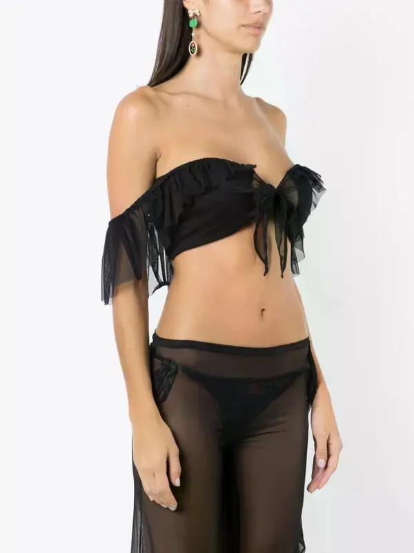AMIR SLAMA Tie-fastening Sheer Crop Top