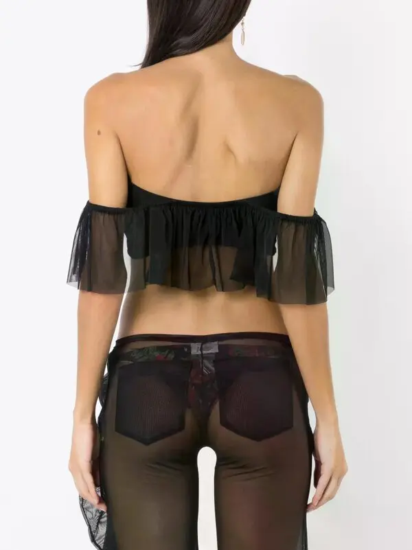 AMIR SLAMA Tie-fastening Sheer Crop Top