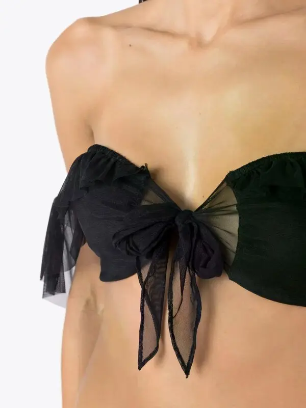 AMIR SLAMA Tie-fastening Sheer Crop Top