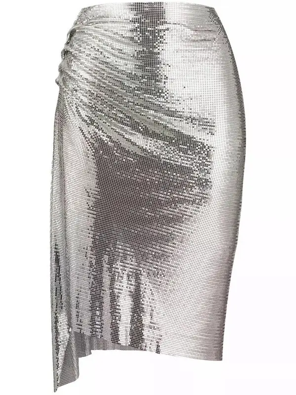 Rabanne Chainmail Ruched Skirt - Silver