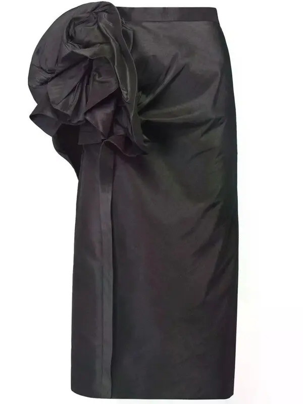MAISON MARGIELA Moiré-effect Ruffled Midi Skirt - Black