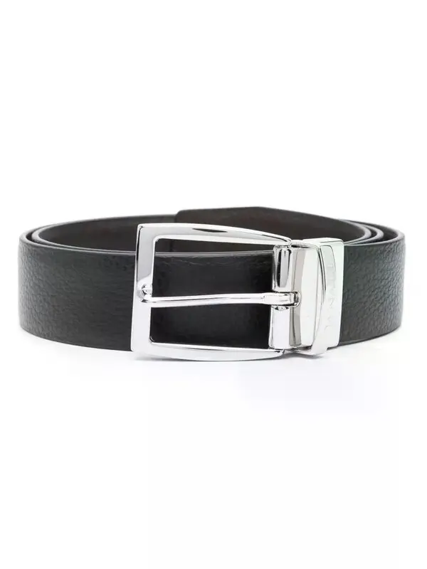 Canali Logo-engraved Pebbled Leather Belt