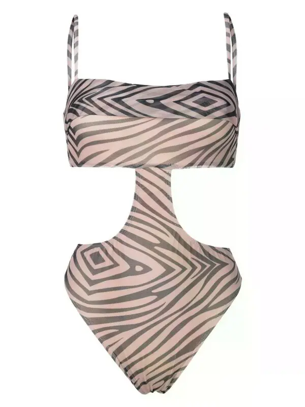 AMIR SLAMA Animal-pattern Swimsuit - Brown