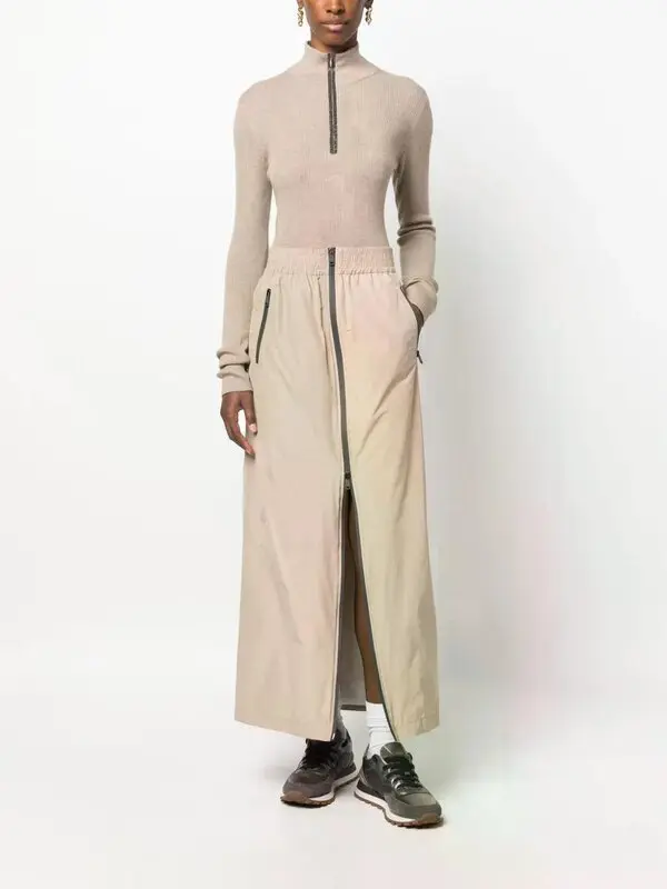 Brunello Cucinelli Two-way Zip-up Maxi Skirt - Neutrals