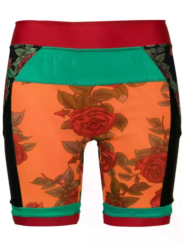 AMIR SLAMA Mesh Floral Print Shorts