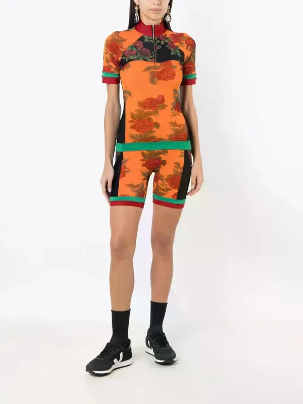 AMIR SLAMA Mesh Floral Print Shorts