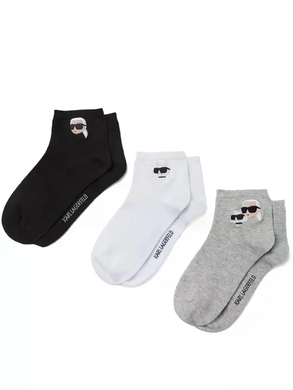 Karl Lagerfeld Ikon Short Socks Pack Of Three - Black