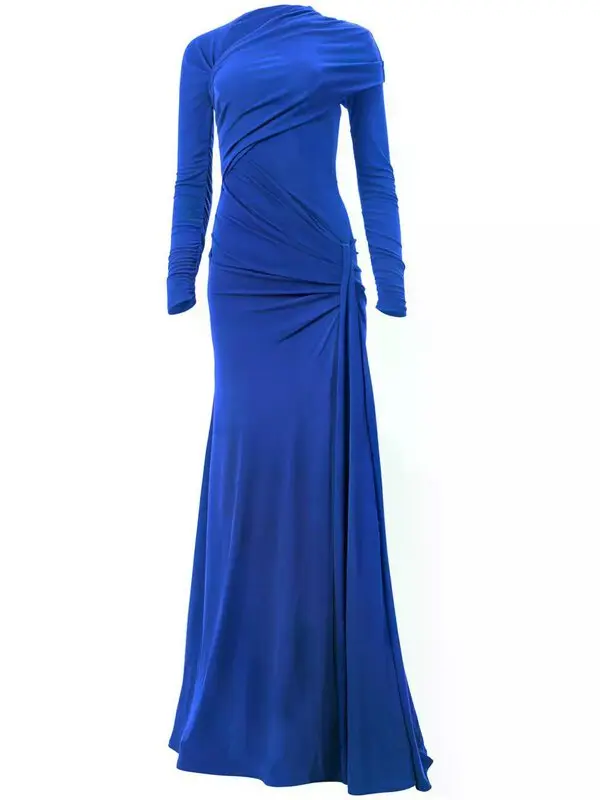 Carolina Herrera Long-sleeve Draped Gown