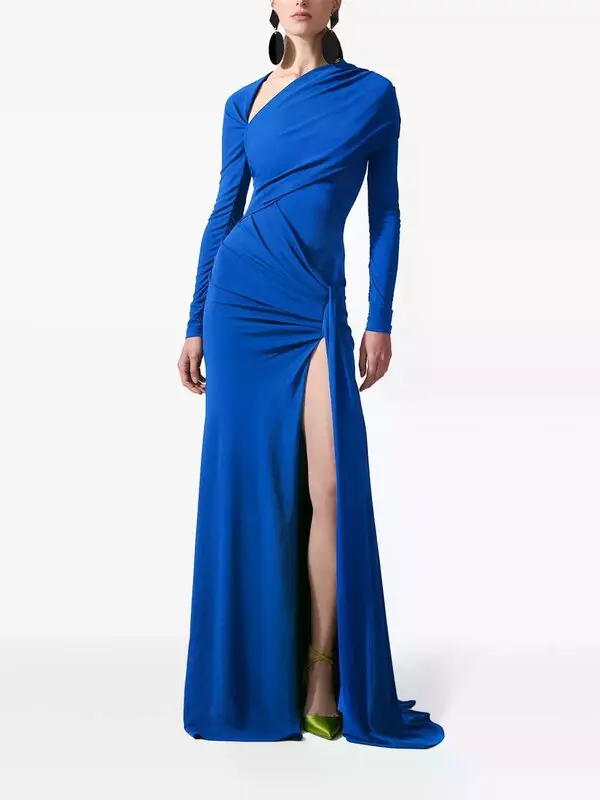 Carolina Herrera Long-sleeve Draped Gown