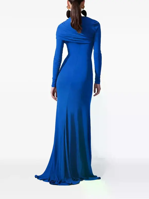 Carolina Herrera Long-sleeve Draped Gown