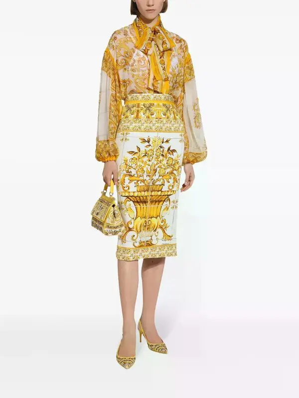 Dolce & Gabbana Majolica-print Silk Blouse
