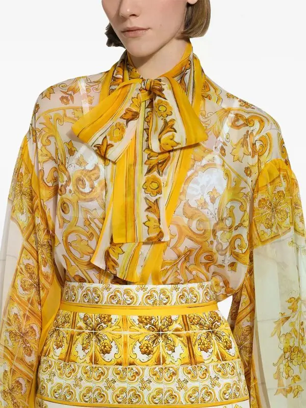 Dolce & Gabbana Majolica-print Silk Blouse