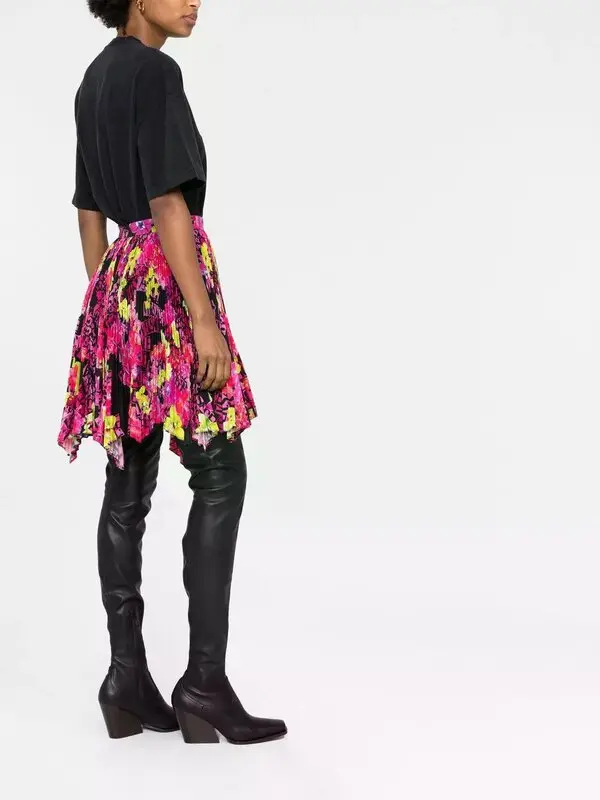 Versace Logo-print Pleated Asymmetric Skirt