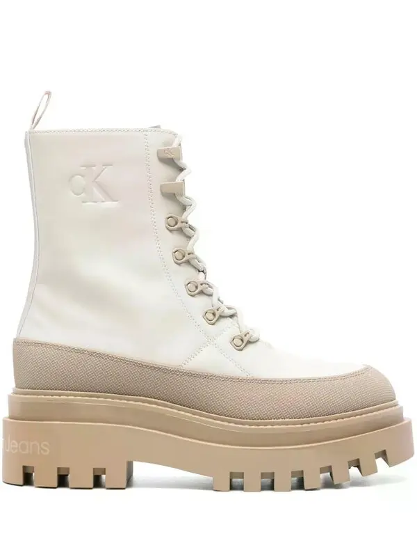 Calvin Klein Logo-debossed Leather Boots