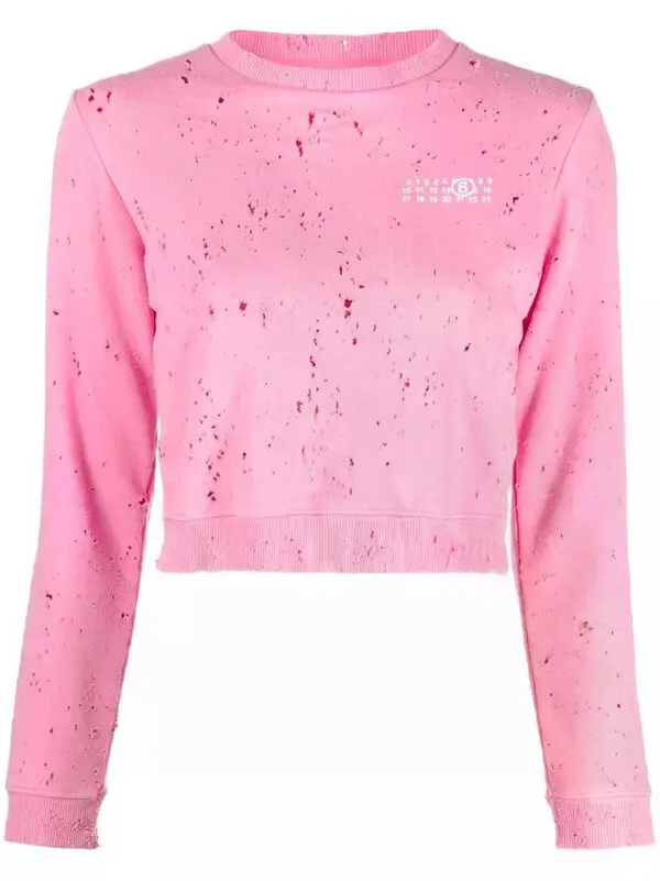 MAISON MARGIELA Distressed Logo-print Sweatshirt