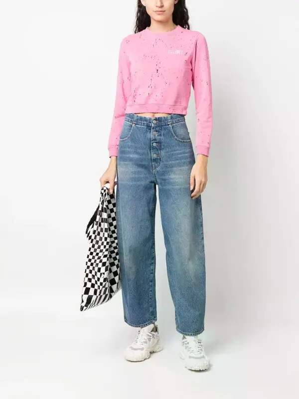 MAISON MARGIELA Distressed Logo-print Sweatshirt