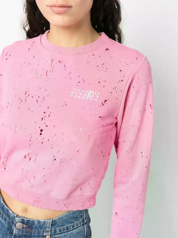 MAISON MARGIELA Distressed Logo-print Sweatshirt
