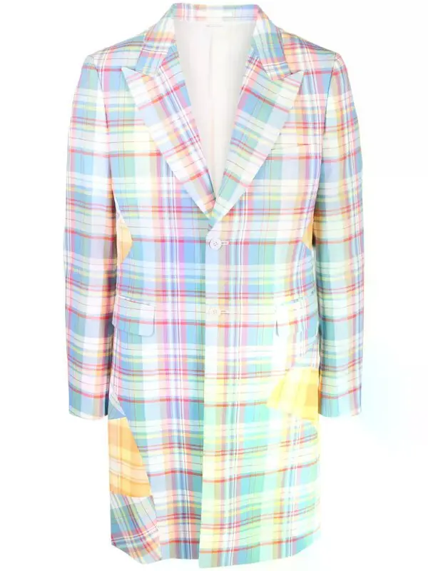 Comme Des Garçons Plaid Patchwork Single-breasted Coat