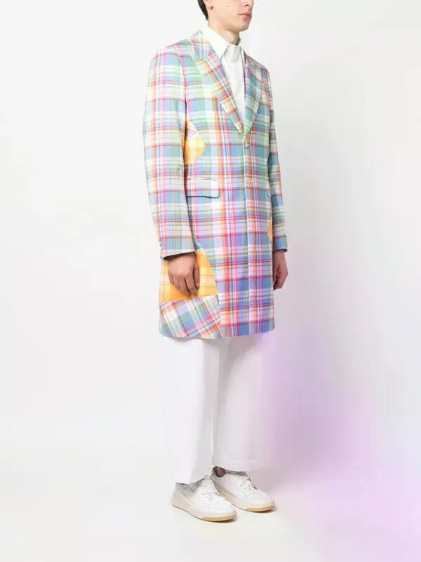 Comme Des Garçons Plaid Patchwork Single-breasted Coat