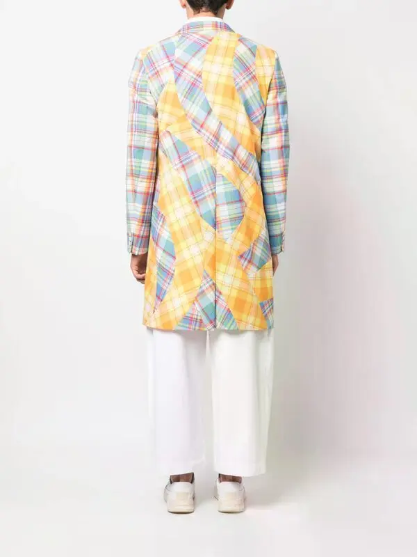 Comme Des Garçons Plaid Patchwork Single-breasted Coat