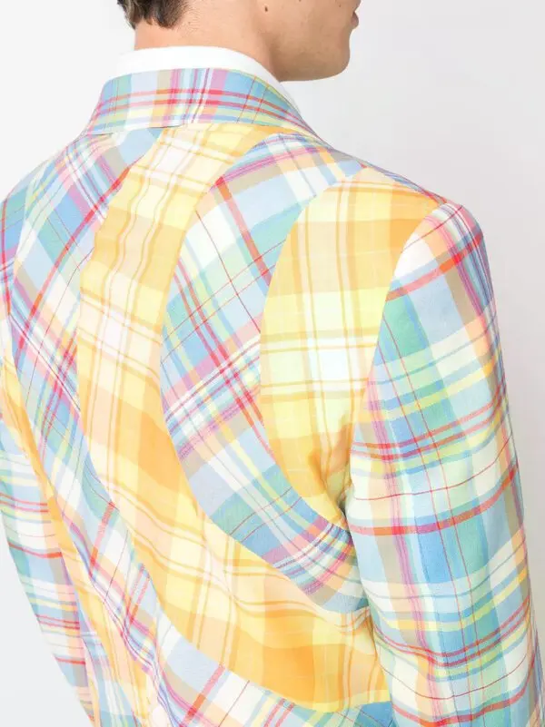 Comme Des Garçons Plaid Patchwork Single-breasted Coat