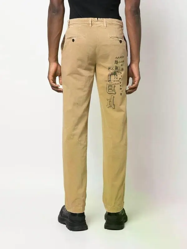 Incotex Text-print Straight-leg Trousers