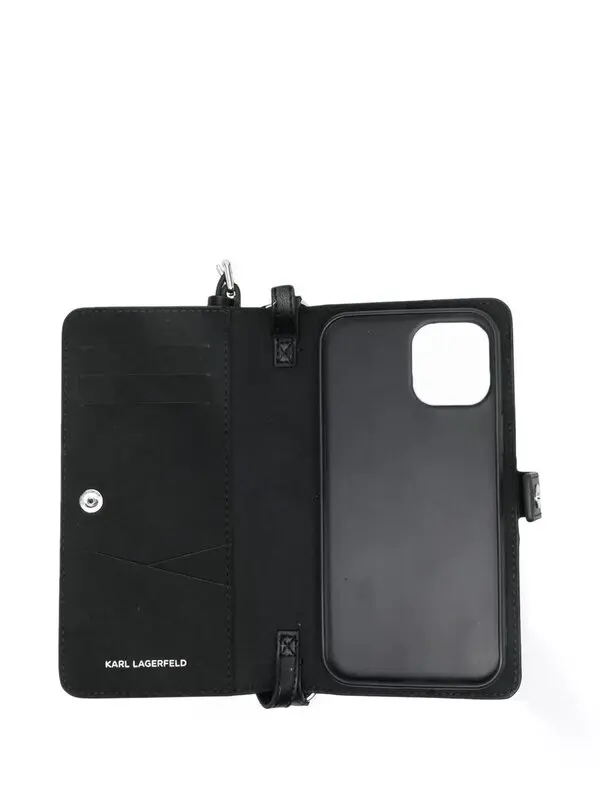 Karl Lagerfeld Logo-lettering Leather Phone Case