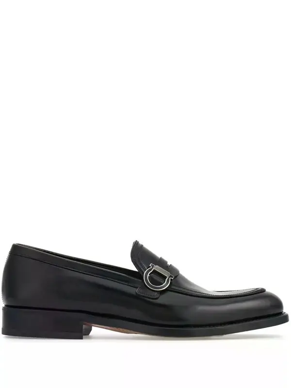 FERRAGAMO Gancini-plaque Leather Moccasins