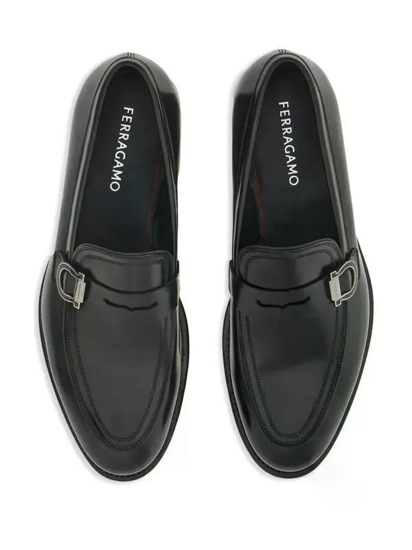 FERRAGAMO Gancini-plaque Leather Moccasins