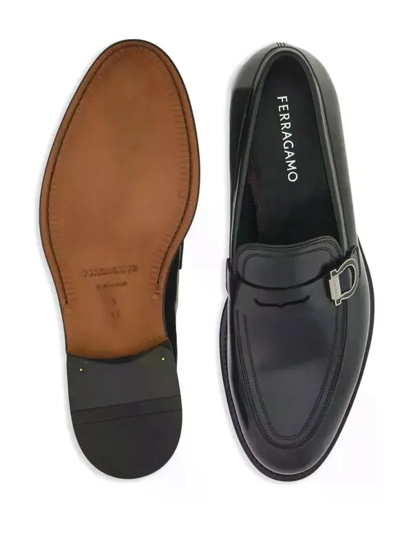 FERRAGAMO Gancini-plaque Leather Moccasins